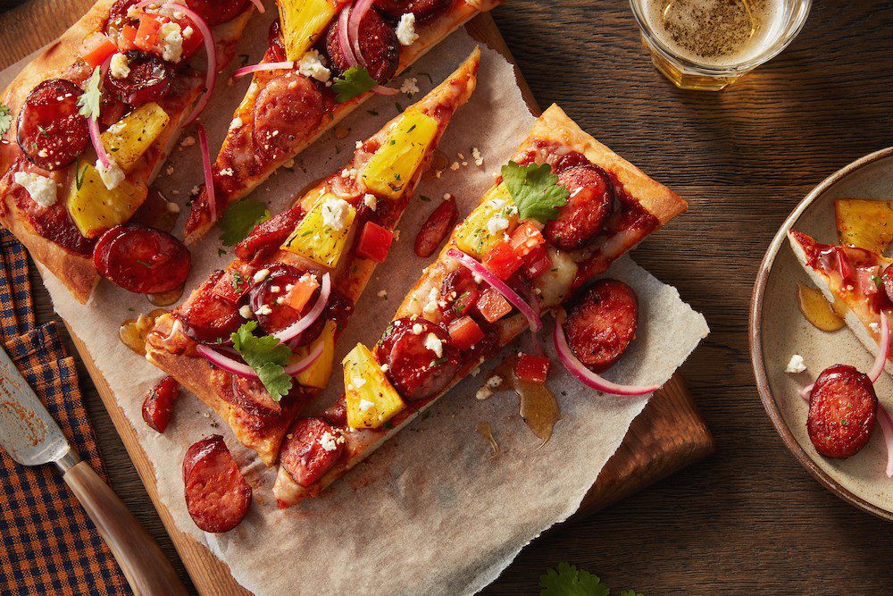 Pain plat al pastor avec saucisson fumé - Schneiders