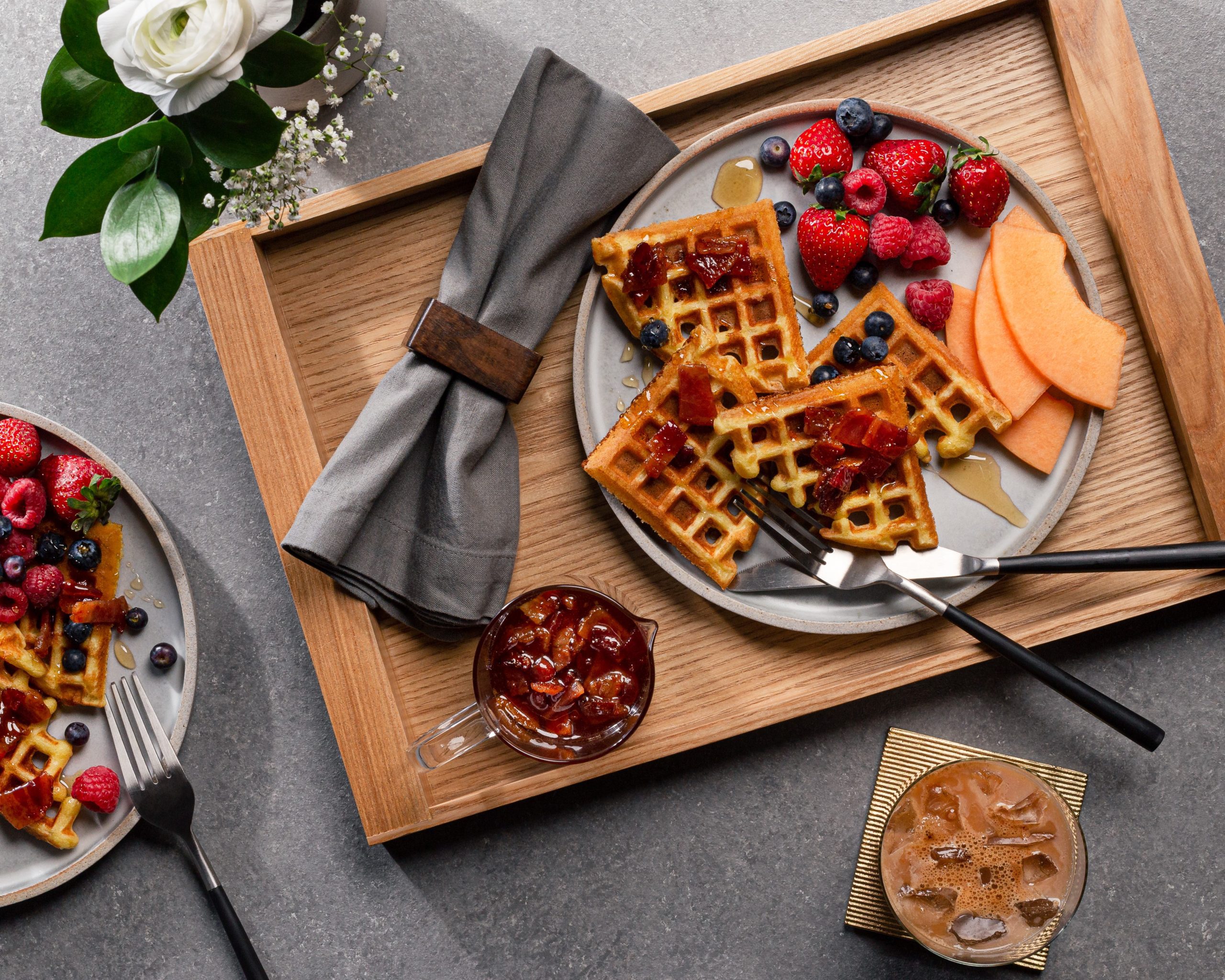 Waffles with Bacon-Infused Syrup - Schneiders